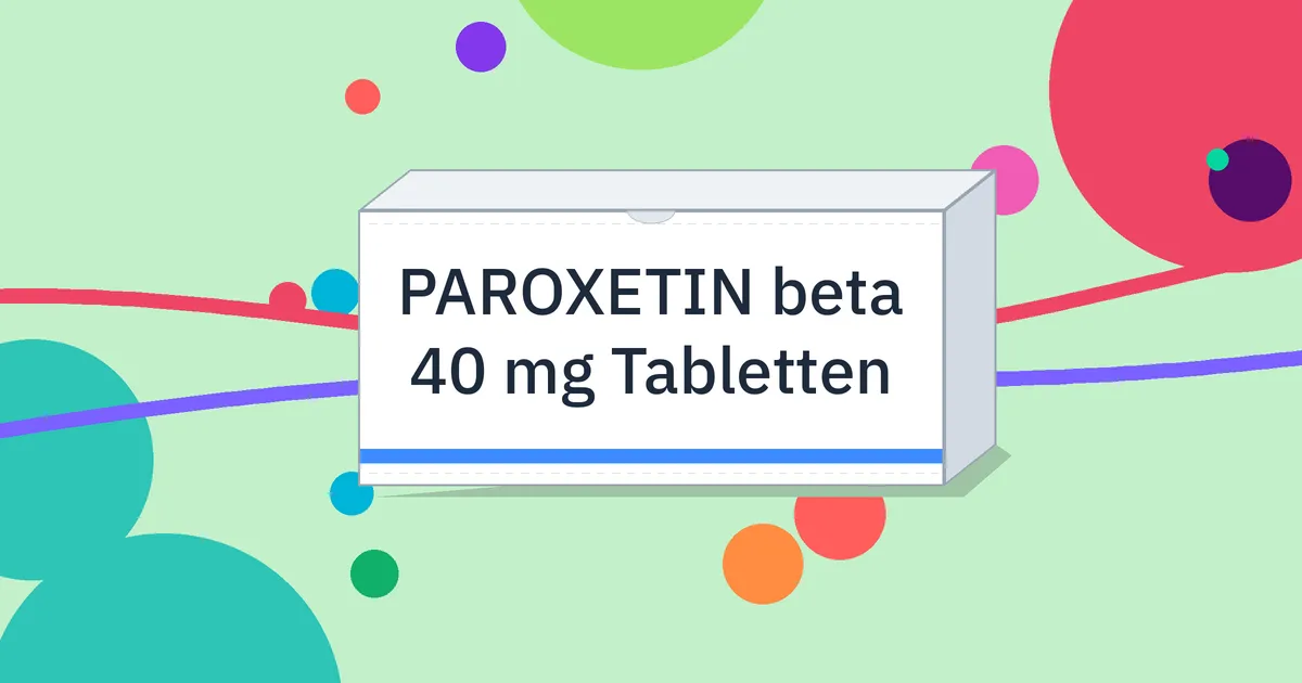 Symbolbild: Packung mit der Aufschrift PAROXETIN beta 40 mg Tabletten (PZN 04787422) – Verfügbarkeit und Bezug in Apotheken in Frankfurt am Main