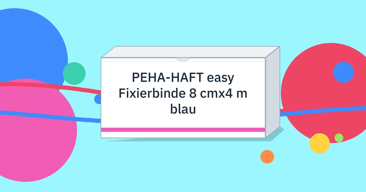 Symbolbild: Packung mit der Aufschrift PEHA-HAFT easy Fixierbinde 8 cmx4 m blau (PZN 18851365) – Verfügbarkeit und Bezug in Apotheken in Frankfurt am Main