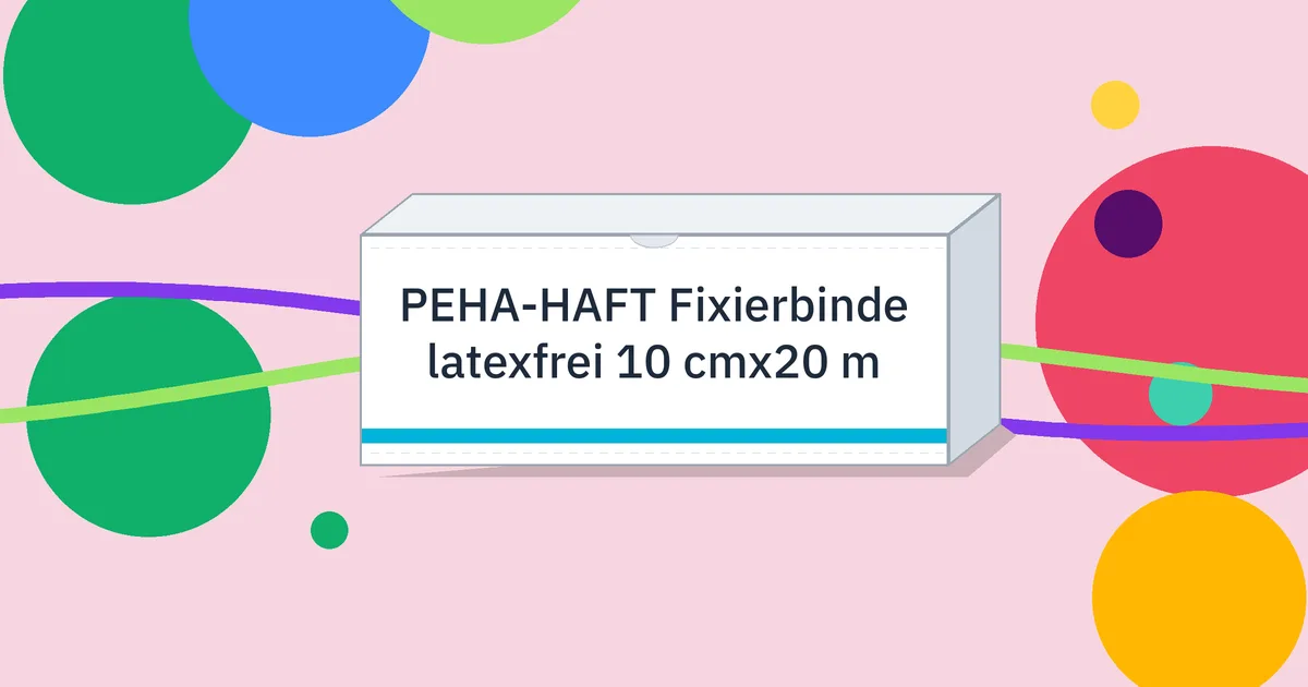Symbolbild: Packung mit der Aufschrift PEHA-HAFT Fixierbinde latexfrei 10 cmx20 m (PZN 16205299) – Verfügbarkeit und Bezug in Apotheken in Frankfurt am Main