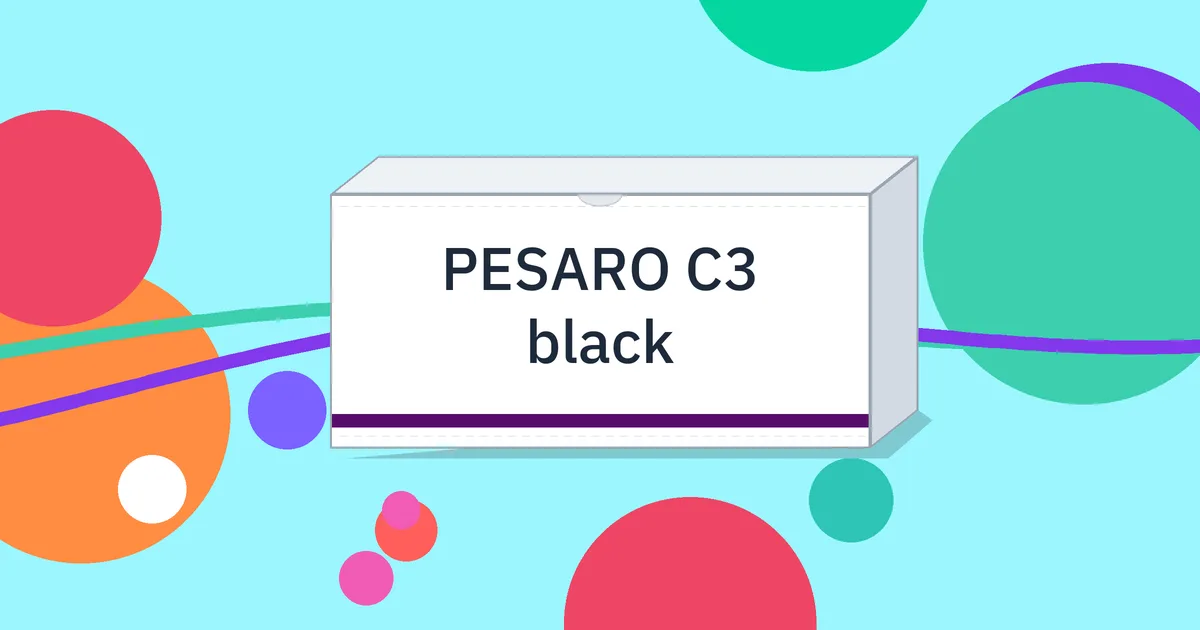 Symbolbild: Packung mit der Aufschrift PESARO C3 black (PZN 20220910) – Verfügbarkeit und Bezug in Apotheken in Frankfurt am Main