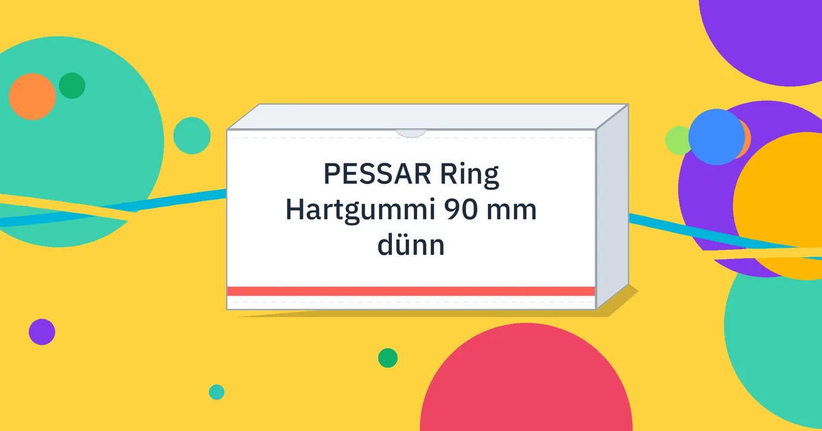 Symbolbild: Packung mit der Aufschrift PESSAR Ring Hartgummi 90 mm dünn (PZN 01733288) – Verfügbarkeit und Bezug in Apotheken in Frankfurt am Main