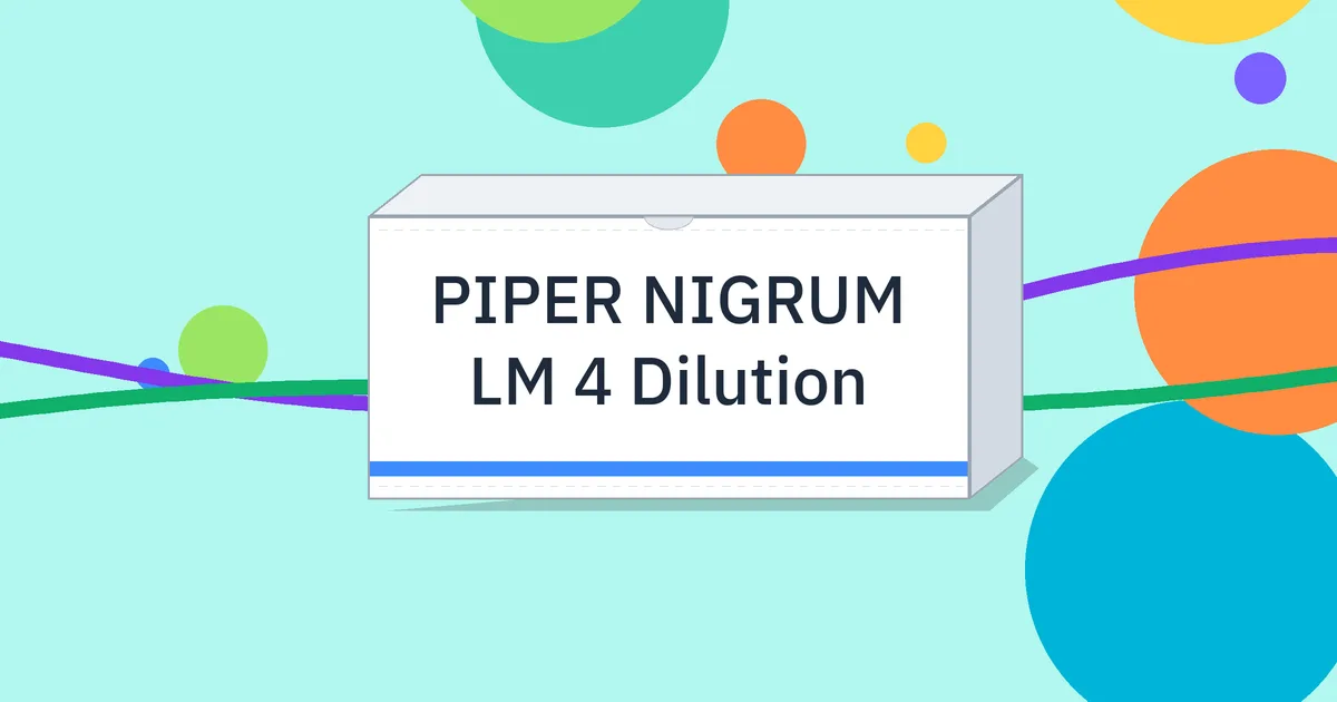Symbolbild: Packung mit der Aufschrift PIPER NIGRUM LM 4 Dilution (PZN 13644733) – Verfügbarkeit und Bezug in Apotheken in Frankfurt am Main