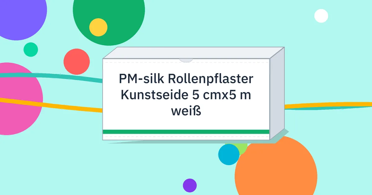 Symbolbild: Packung mit der Aufschrift PM-silk Rollenpflaster Kunstseide 5 cmx5 m weiß (PZN 18846424) – Verfügbarkeit und Bezug in Apotheken in Frankfurt am Main