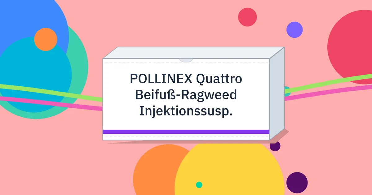 Symbolbild: Packung mit der Aufschrift POLLINEX Quattro Beifuß-Ragweed Injektionssusp. (PZN 13593355) – Verfügbarkeit und Bezug in Apotheken in Frankfurt am Main