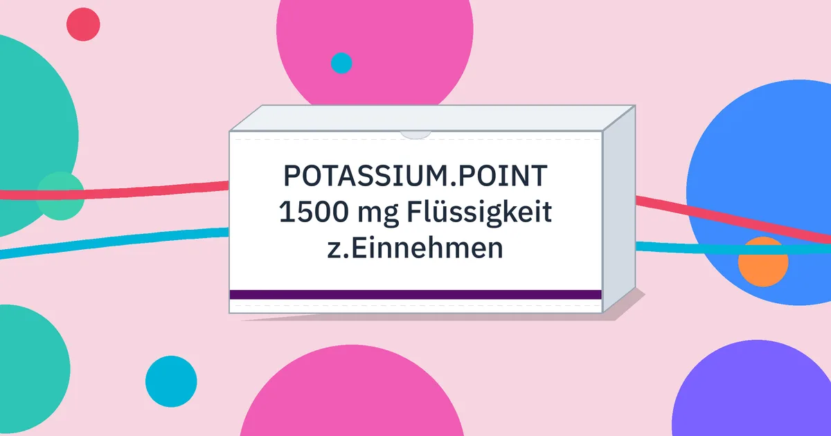 Symbolbild: Packung mit der Aufschrift POTASSIUM.POINT 1500 mg Flüssigkeit z.Einnehmen (PZN 19158494) – Verfügbarkeit und Bezug in Apotheken in Frankfurt am Main