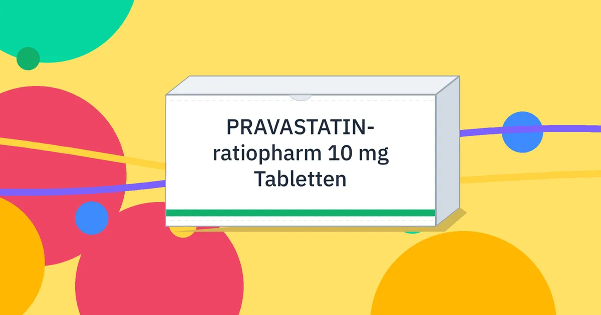 Symbolbild: Packung mit der Aufschrift PRAVASTATIN-ratiopharm 10 mg Tabletten (PZN 00848641) – Verfügbarkeit und Bezug in Apotheken in Frankfurt am Main