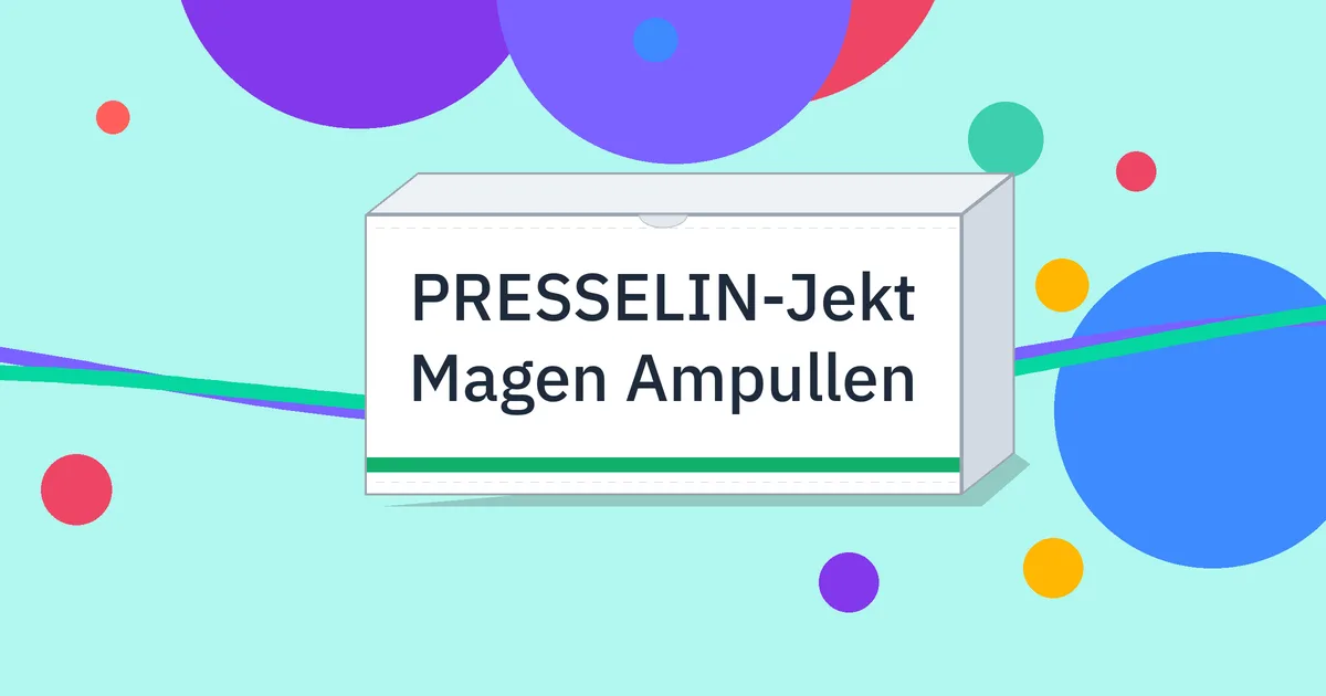 Symbolbild: Packung mit der Aufschrift PRESSELIN-Jekt Magen Ampullen (PZN 14328738) – Verfügbarkeit und Bezug in Apotheken in Frankfurt am Main