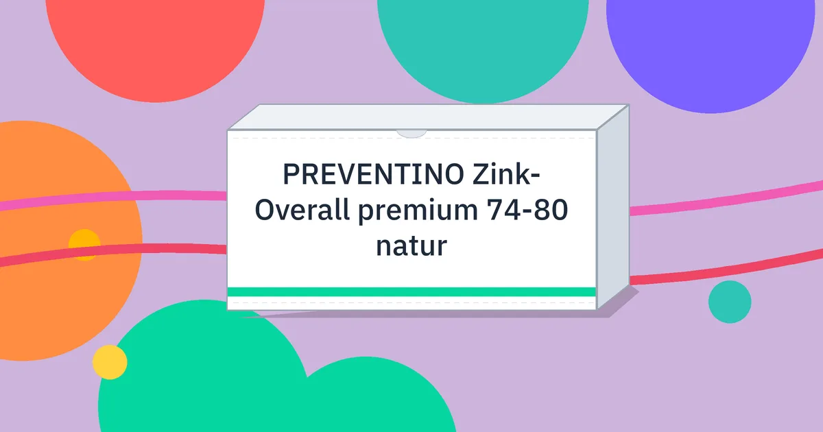 Symbolbild: Packung mit der Aufschrift PREVENTINO Zink-Overall premium 74-80 natur (PZN 12446528) – Verfügbarkeit und Bezug in Apotheken in Frankfurt am Main