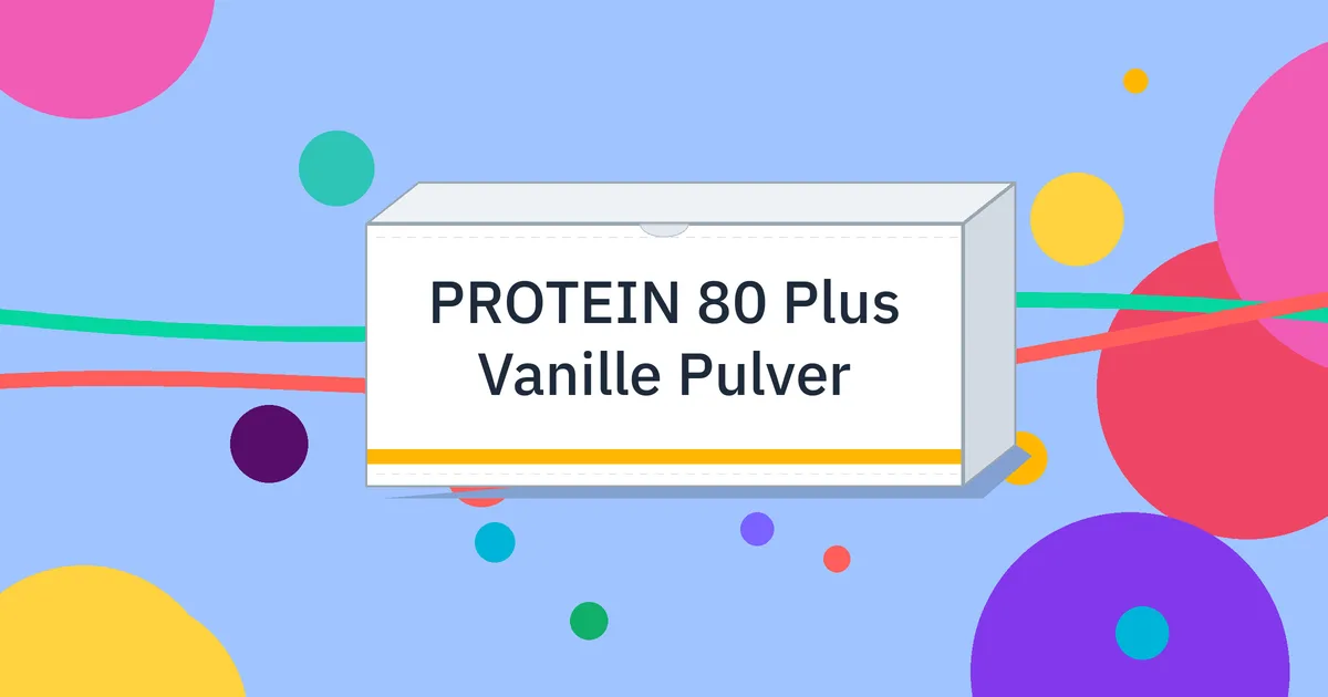 Symbolbild: Packung mit der Aufschrift PROTEIN 80 Plus Vanille Pulver (PZN 02237367) – Verfügbarkeit und Bezug in Apotheken in Frankfurt am Main