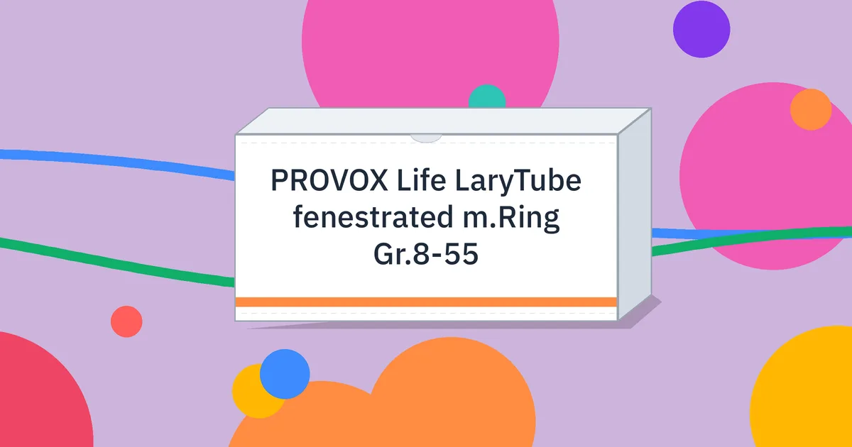 Symbolbild: Packung mit der Aufschrift PROVOX Life LaryTube fenestrated m.Ring Gr.8-55 (PZN 19625518) – Verfügbarkeit und Bezug in Apotheken in Frankfurt am Main