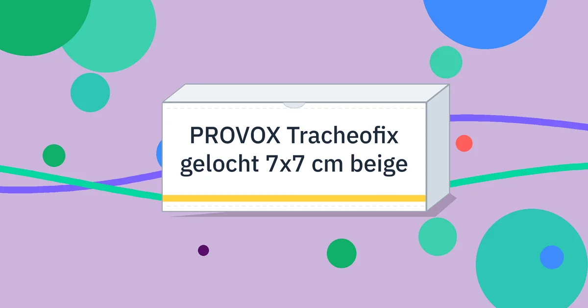 Symbolbild: Packung mit der Aufschrift PROVOX Tracheofix gelocht 7x7 cm beige (PZN 00140853) – Verfügbarkeit und Bezug in Apotheken in Frankfurt am Main