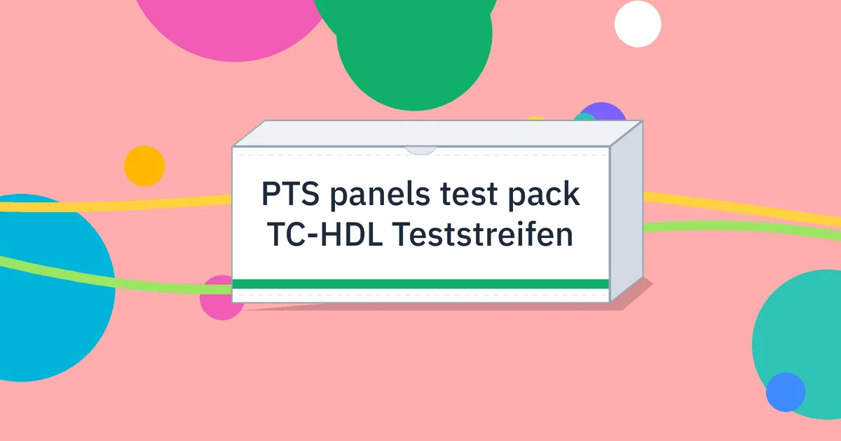 Symbolbild: Packung mit der Aufschrift PTS panels test pack TC-HDL Teststreifen (PZN 16486281) – Verfügbarkeit und Bezug in Apotheken in Frankfurt am Main