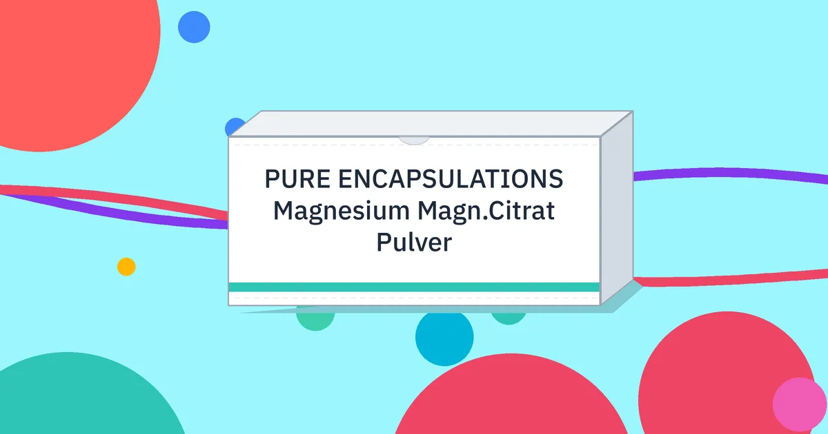 Symbolbild: Packung mit der Aufschrift PURE ENCAPSULATIONS Magnesium Magn.Citrat Pulver (PZN 18826195) – Verfügbarkeit und Bezug in Apotheken in Frankfurt am Main