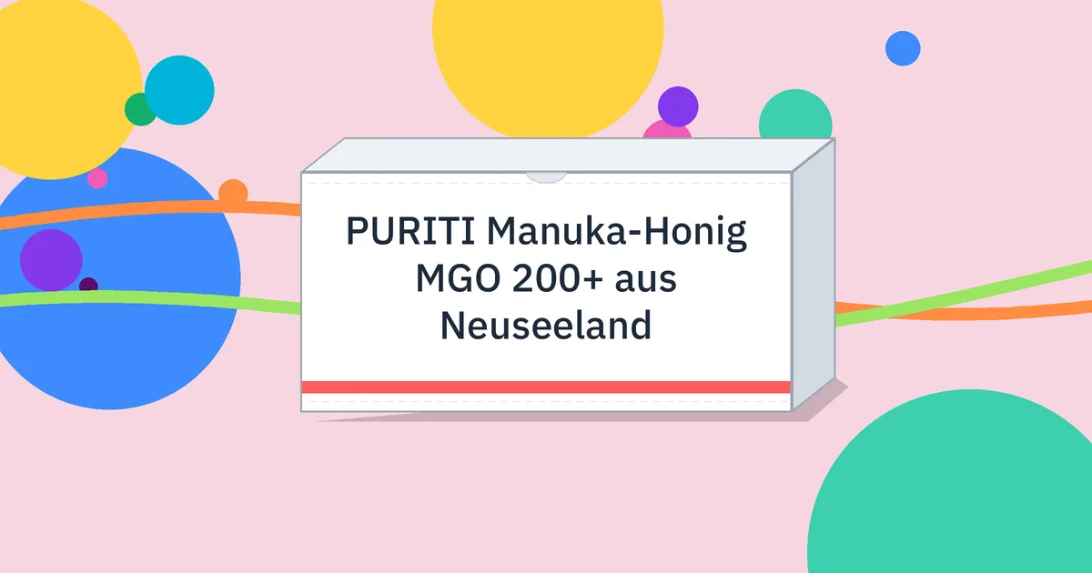 Symbolbild: Packung mit der Aufschrift PURITI Manuka-Honig MGO 200+ aus Neuseeland (PZN 15891708) – Verfügbarkeit und Bezug in Apotheken in Frankfurt am Main