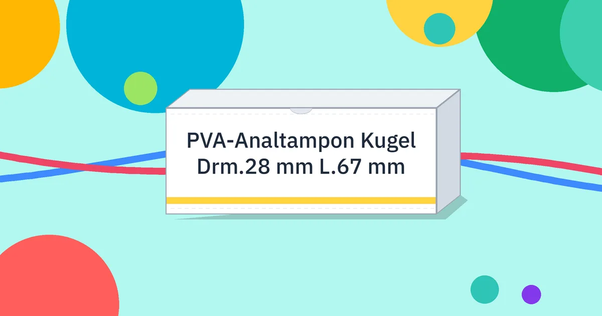Symbolbild: Packung mit der Aufschrift PVA-Analtampon Kugel Drm.28 mm L.67 mm (PZN 12551202) – Verfügbarkeit und Bezug in Apotheken in Frankfurt am Main