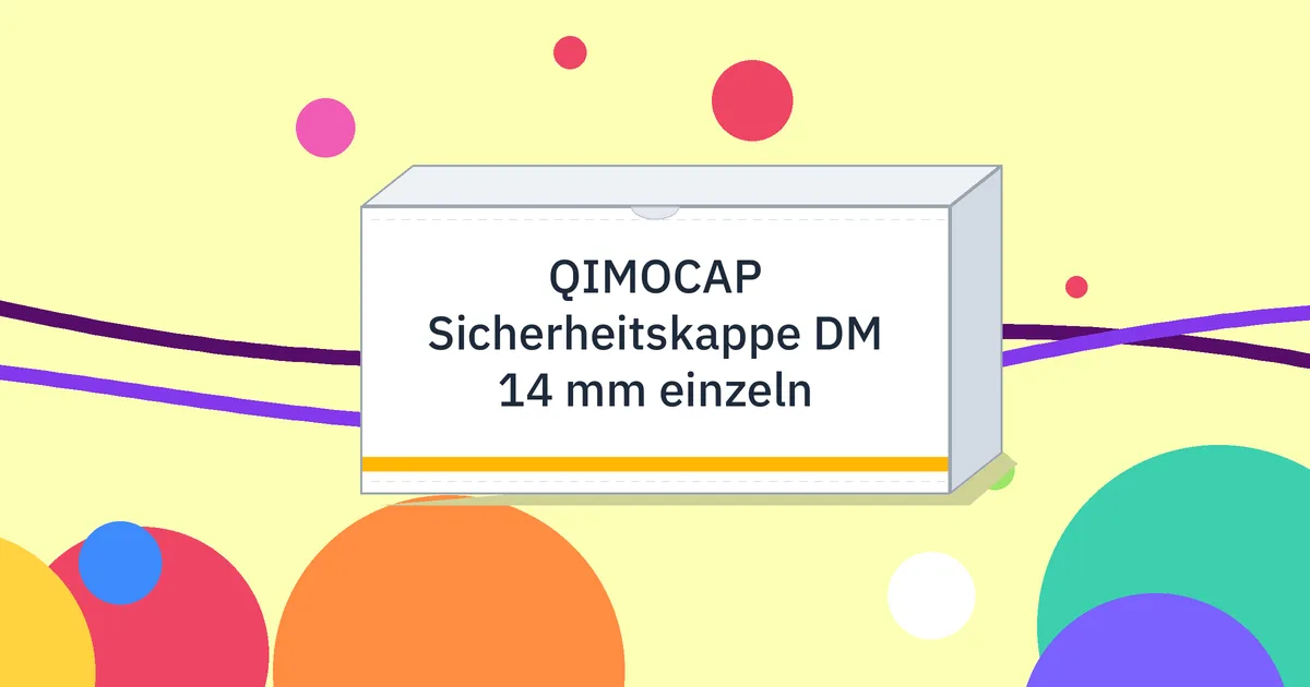 Symbolbild: Packung mit der Aufschrift QIMOCAP Sicherheitskappe DM 14 mm einzeln (PZN 14288097) – Verfügbarkeit und Bezug in Apotheken in Frankfurt am Main