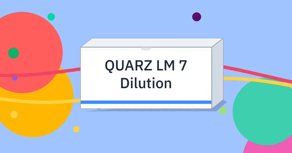 Symbolbild: Packung mit der Aufschrift QUARZ LM 7 Dilution (PZN 13045381) – Verfügbarkeit und Bezug in Apotheken in Frankfurt am Main