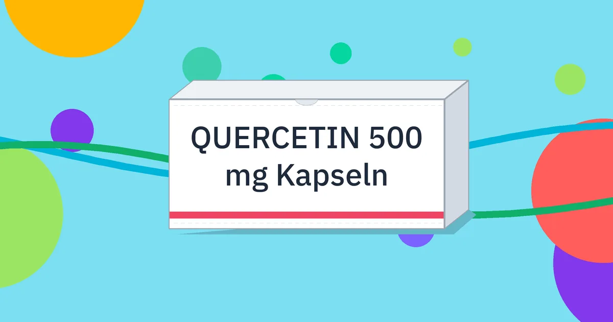 Symbolbild: Packung mit der Aufschrift QUERCETIN 500 mg Kapseln (PZN 14289263) – Verfügbarkeit und Bezug in Apotheken in Frankfurt am Main