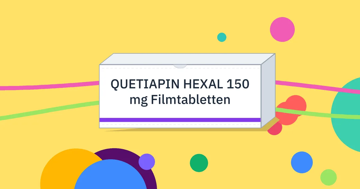 Symbolbild: Packung mit der Aufschrift QUETIAPIN HEXAL 150 mg Filmtabletten (PZN 09339220) – Verfügbarkeit und Bezug in Apotheken in Frankfurt am Main