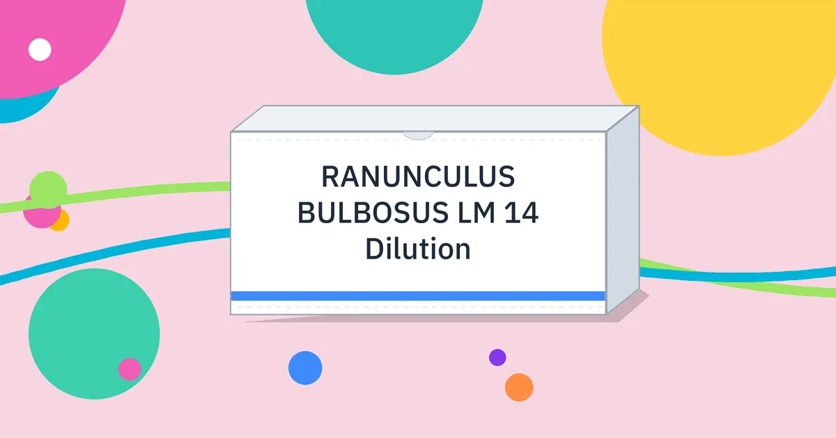 Symbolbild: Packung mit der Aufschrift RANUNCULUS BULBOSUS LM 14 Dilution (PZN 13046268) – Verfügbarkeit und Bezug in Apotheken in Frankfurt am Main