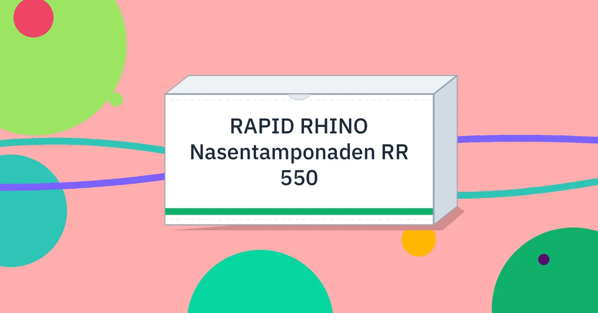 Symbolbild: Packung mit der Aufschrift RAPID RHINO Nasentamponaden RR 550 (PZN 02429173) – Verfügbarkeit und Bezug in Apotheken in Frankfurt am Main