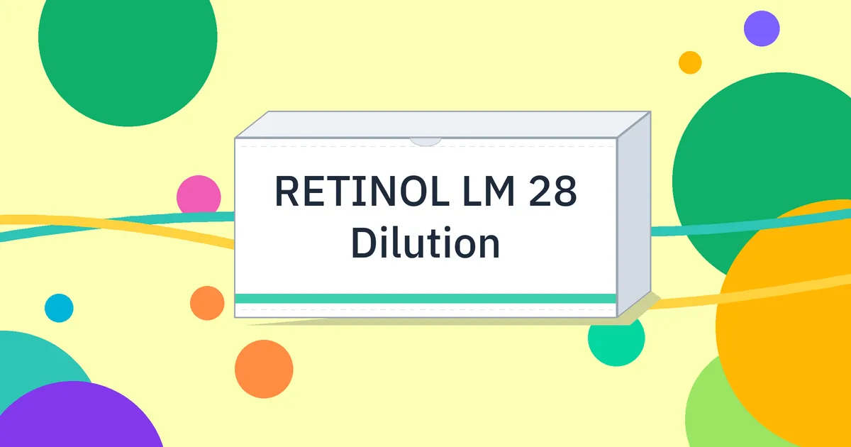 Symbolbild: Packung mit der Aufschrift RETINOL LM 28 Dilution (PZN 13047782) – Verfügbarkeit und Bezug in Apotheken in Frankfurt am Main