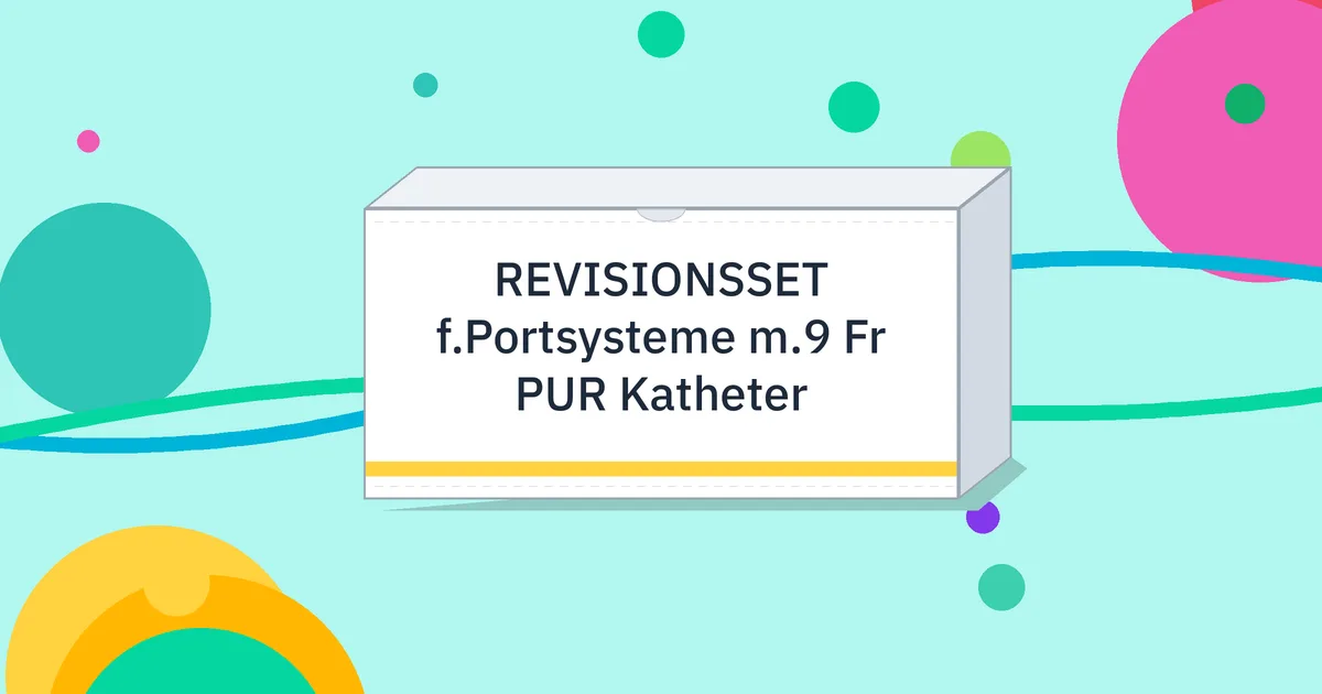 Symbolbild: Packung mit der Aufschrift REVISIONSSET f.Portsysteme m.9 Fr PUR Katheter (PZN 12396434) – Verfügbarkeit und Bezug in Apotheken in Frankfurt am Main