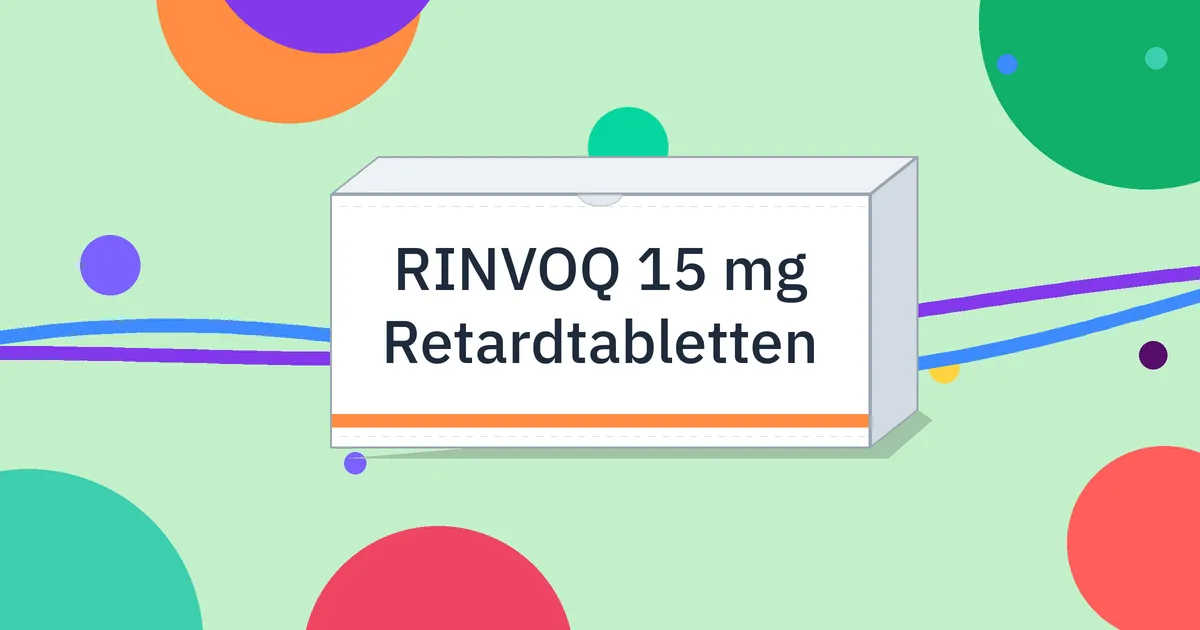 Symbolbild: Packung mit der Aufschrift RINVOQ 15 mg Retardtabletten (PZN 19152304) – Verfügbarkeit und Bezug in Apotheken in Frankfurt am Main