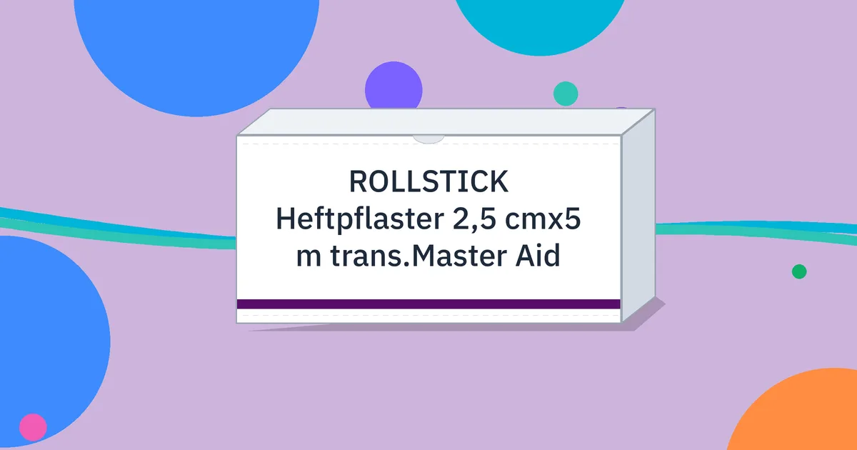 Symbolbild: Packung mit der Aufschrift ROLLSTICK Heftpflaster 2,5 cmx5 m trans.Master Aid (PZN 20128860) – Verfügbarkeit und Bezug in Apotheken in Frankfurt am Main