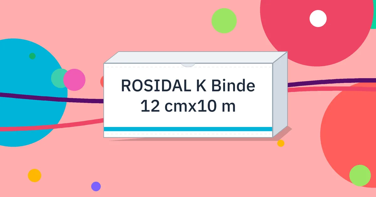 Symbolbild: Packung mit der Aufschrift ROSIDAL K Binde 12 cmx10 m (PZN 03773582) – Verfügbarkeit und Bezug in Apotheken in Frankfurt am Main
