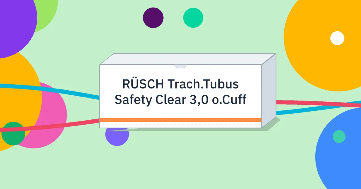 Symbolbild: Packung mit der Aufschrift RÜSCH Trach.Tubus Safety Clear 3,0 o.Cuff (PZN 04247536) – Verfügbarkeit und Bezug in Apotheken in Frankfurt am Main