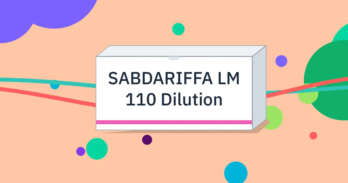 Symbolbild: Packung mit der Aufschrift SABDARIFFA LM 110 Dilution (PZN 13175729) – Verfügbarkeit und Bezug in Apotheken in Frankfurt am Main