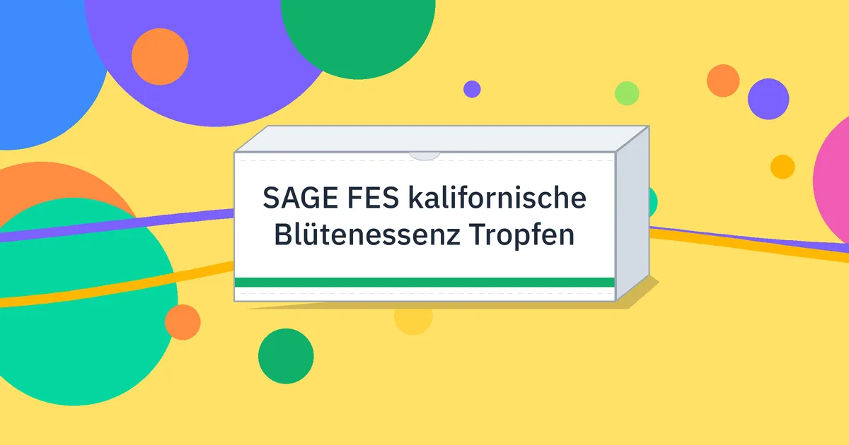 Symbolbild: Packung mit der Aufschrift SAGE FES kalifornische Blütenessenz Tropfen (PZN 09172731) – Verfügbarkeit und Bezug in Apotheken in Frankfurt am Main