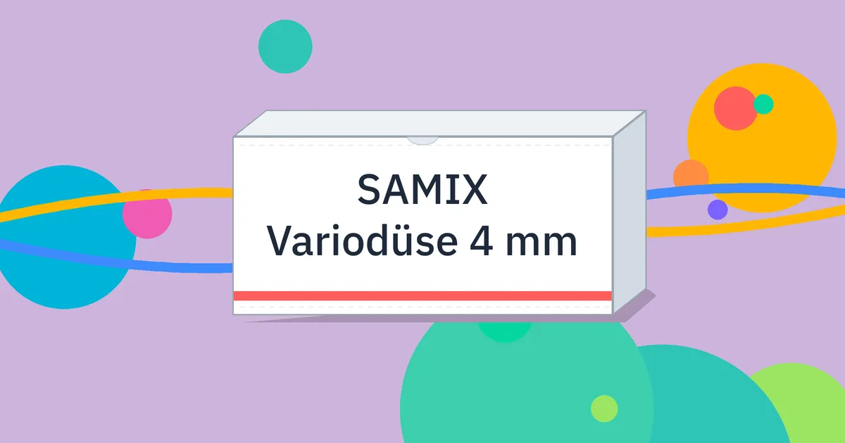 Symbolbild: Packung mit der Aufschrift SAMIX Variodüse 4 mm (PZN 11481250) – Verfügbarkeit und Bezug in Apotheken in Frankfurt am Main