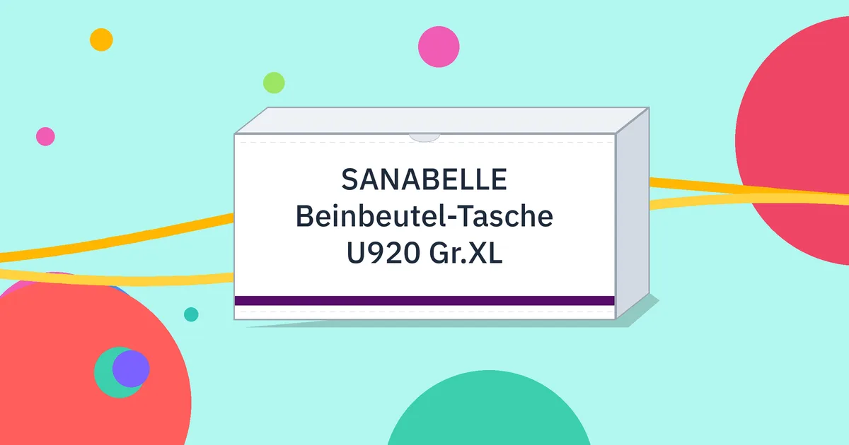Symbolbild: Packung mit der Aufschrift SANABELLE Beinbeutel-Tasche U920 Gr.XL (PZN 14160753) – Verfügbarkeit und Bezug in Apotheken in Frankfurt am Main