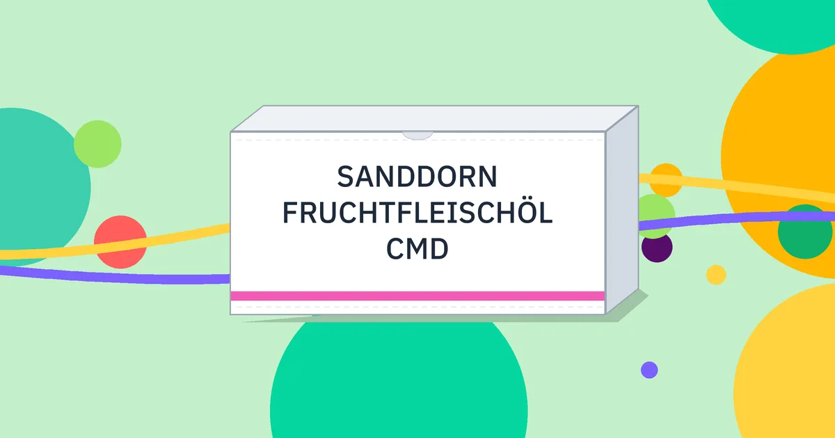 Symbolbild: Packung mit der Aufschrift SANDDORN FRUCHTFLEISCHÖL CMD (PZN 09946747) – Verfügbarkeit und Bezug in Apotheken in Frankfurt am Main