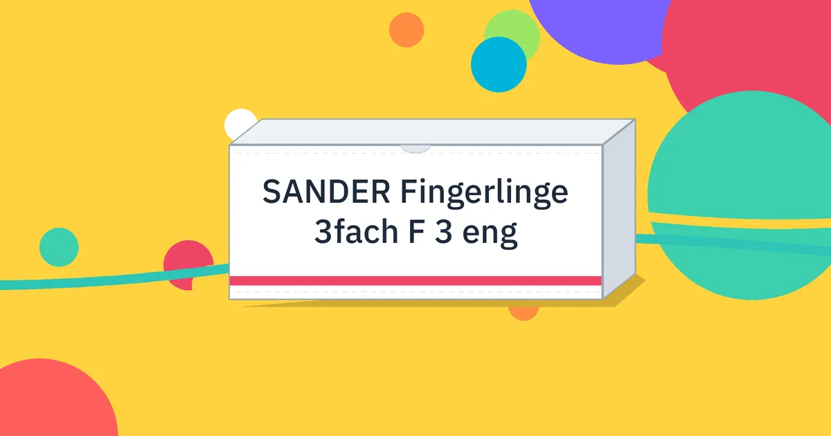 Symbolbild: Packung mit der Aufschrift SANDER Fingerlinge 3fach F 3 eng (PZN 10014575) – Verfügbarkeit und Bezug in Apotheken in Frankfurt am Main