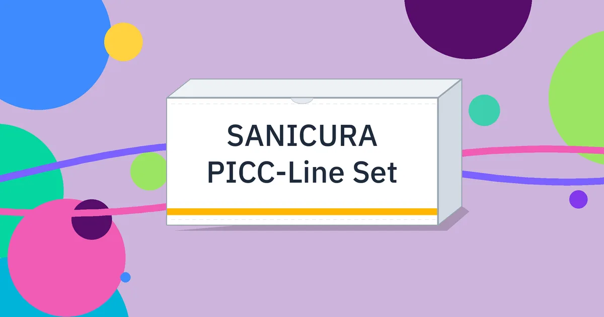 Symbolbild: Packung mit der Aufschrift SANICURA PICC-Line Set (PZN 19105434) – Verfügbarkeit und Bezug in Apotheken in Frankfurt am Main