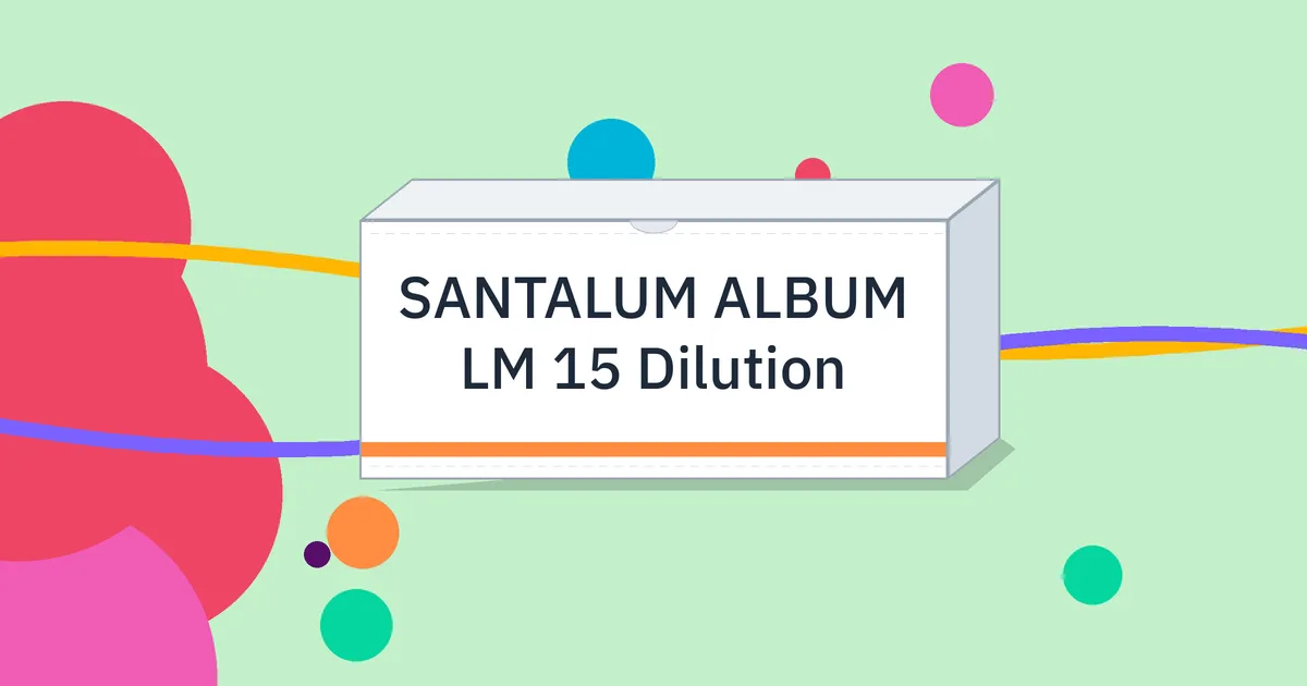 Symbolbild: Packung mit der Aufschrift SANTALUM ALBUM LM 15 Dilution (PZN 13684460) – Verfügbarkeit und Bezug in Apotheken in Frankfurt am Main