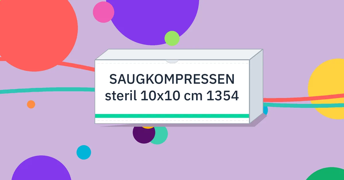 Symbolbild: Packung mit der Aufschrift SAUGKOMPRESSEN steril 10x10 cm 1354 (PZN 08416059) – Verfügbarkeit und Bezug in Apotheken in Frankfurt am Main