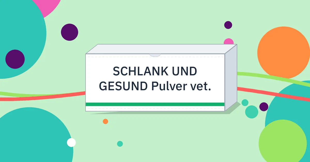 Symbolbild: Packung mit der Aufschrift SCHLANK UND GESUND Pulver vet. (PZN 01120686) – Verfügbarkeit und Bezug in Apotheken in Frankfurt am Main