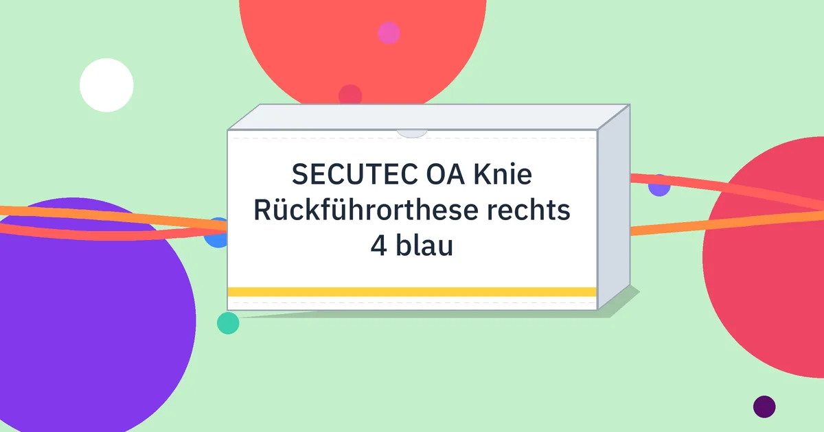Symbolbild: Packung mit der Aufschrift SECUTEC OA Knie Rückführorthese rechts 4 blau (PZN 14254135) – Verfügbarkeit und Bezug in Apotheken in Frankfurt am Main