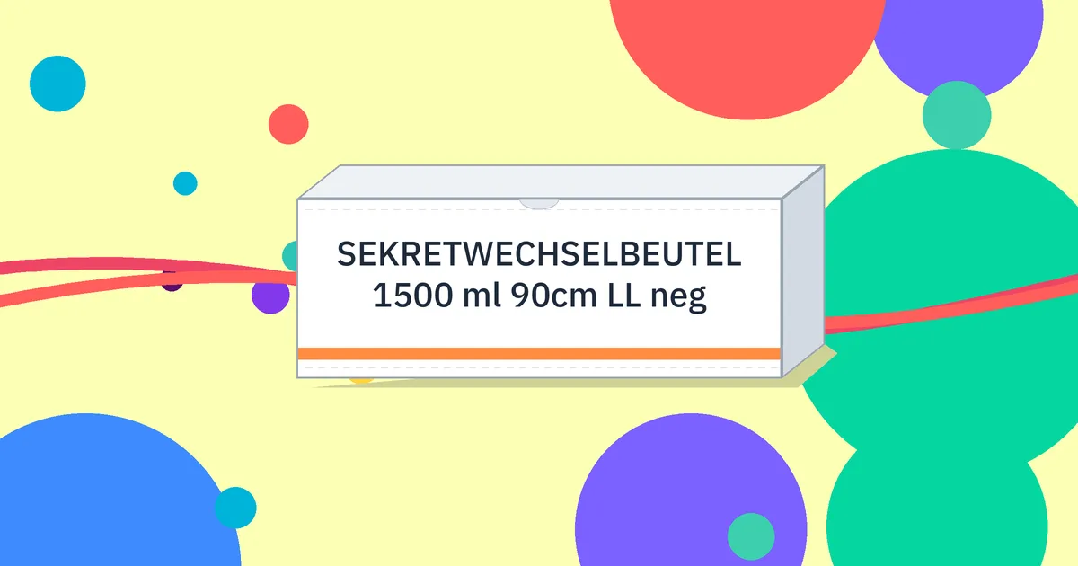 Symbolbild: Packung mit der Aufschrift SEKRETWECHSELBEUTEL 1500 ml 90cm LL neg (PZN 17489502) – Verfügbarkeit und Bezug in Apotheken in Frankfurt am Main
