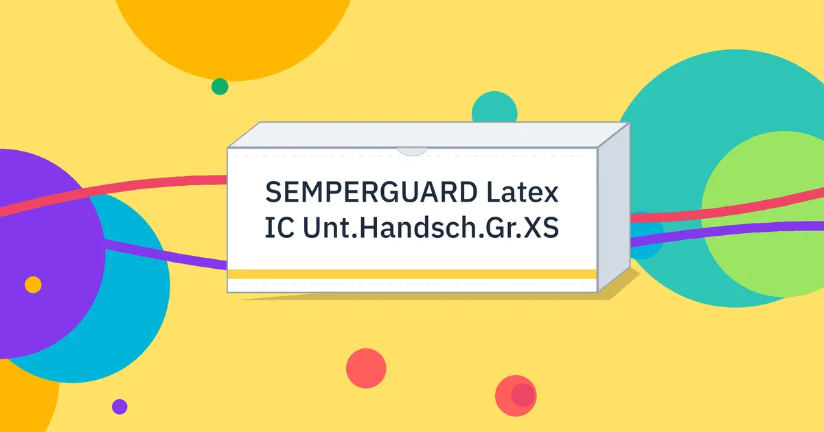 Symbolbild: Packung mit der Aufschrift SEMPERGUARD Latex IC Unt.Handsch.Gr.XS (PZN 12365451) – Verfügbarkeit und Bezug in Apotheken in Frankfurt am Main