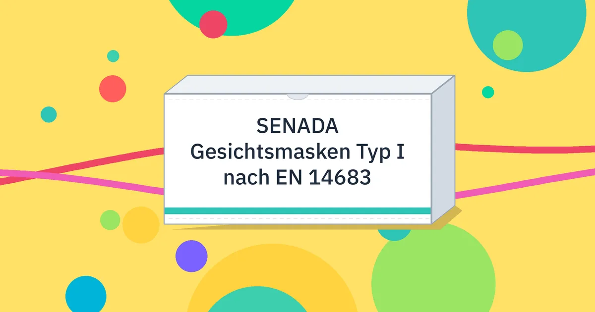 Symbolbild: Packung mit der Aufschrift SENADA Gesichtsmasken Typ I nach EN 14683 (PZN 17877635) – Verfügbarkeit und Bezug in Apotheken in Frankfurt am Main