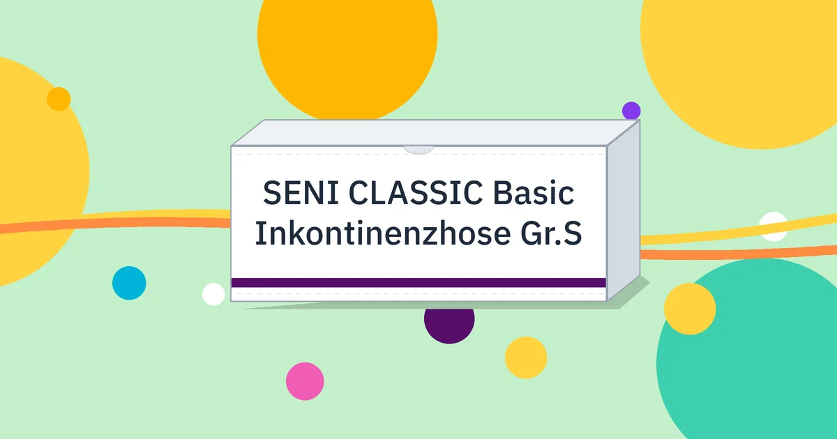 Symbolbild: Packung mit der Aufschrift SENI CLASSIC Basic Inkontinenzhose Gr.S (PZN 15565908) – Verfügbarkeit und Bezug in Apotheken in Frankfurt am Main