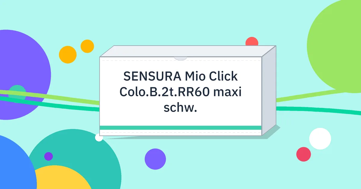 Symbolbild: Packung mit der Aufschrift SENSURA Mio Click Colo.B.2t.RR60 maxi schw. (PZN 20323550) – Verfügbarkeit und Bezug in Apotheken in Frankfurt am Main