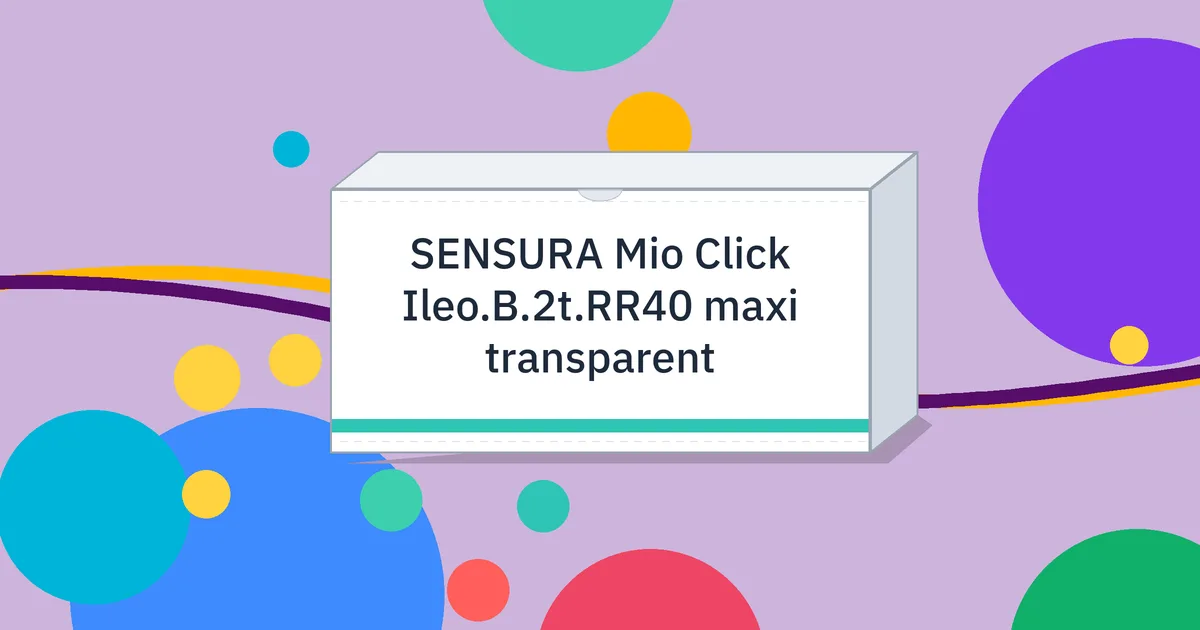 Symbolbild: Packung mit der Aufschrift SENSURA Mio Click Ileo.B.2t.RR40 maxi transparent (PZN 10202199) – Verfügbarkeit und Bezug in Apotheken in Frankfurt am Main
