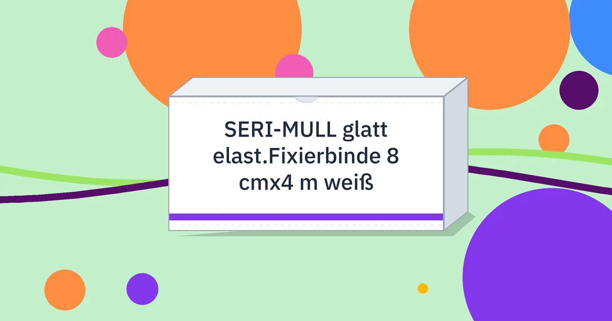 Symbolbild: Packung mit der Aufschrift SERI-MULL glatt elast.Fixierbinde 8 cmx4 m weiß (PZN 14444574) – Verfügbarkeit und Bezug in Apotheken in Frankfurt am Main