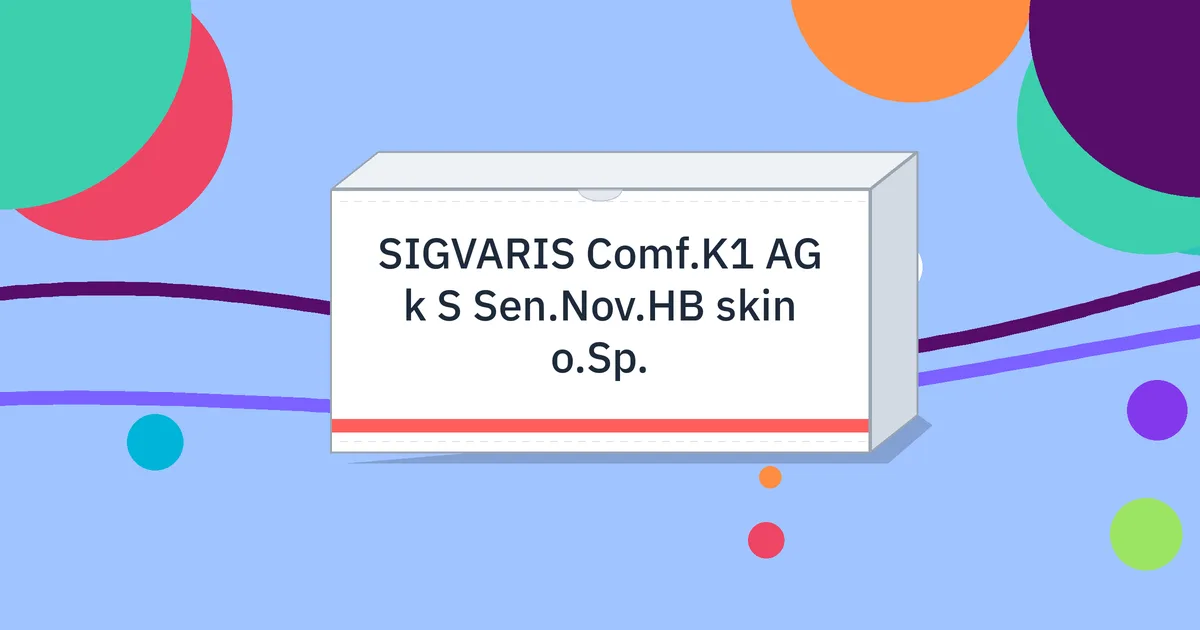 Symbolbild: Packung mit der Aufschrift SIGVARIS Comf.K1 AG k S Sen.Nov.HB skin o.Sp. (PZN 17102147) – Verfügbarkeit und Bezug in Apotheken in Frankfurt am Main